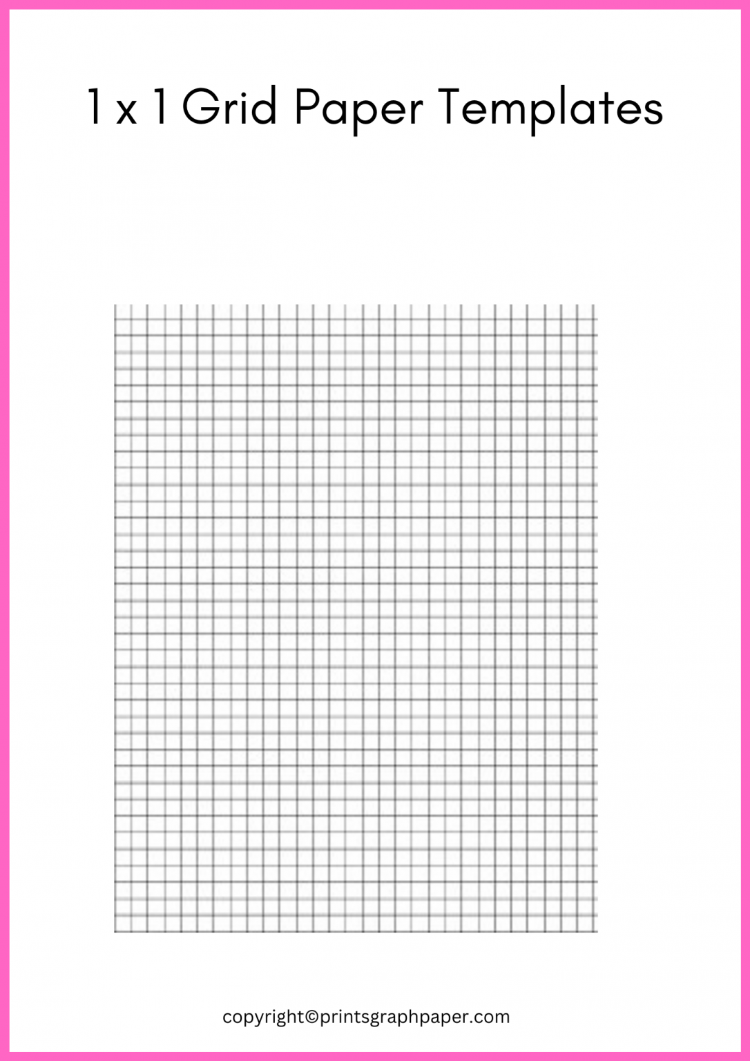 1 x 1 Grid Paper Free Printable Template in PDF